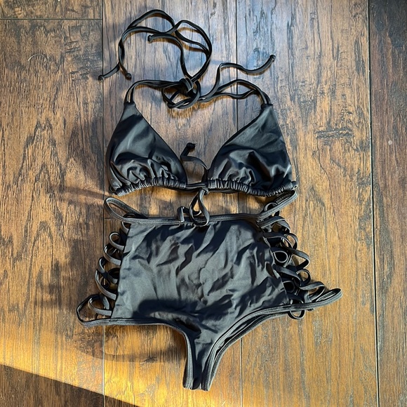 Hot Miami Styles | Swim | Hot Miami Styles Black Strappy Side Ruched ...